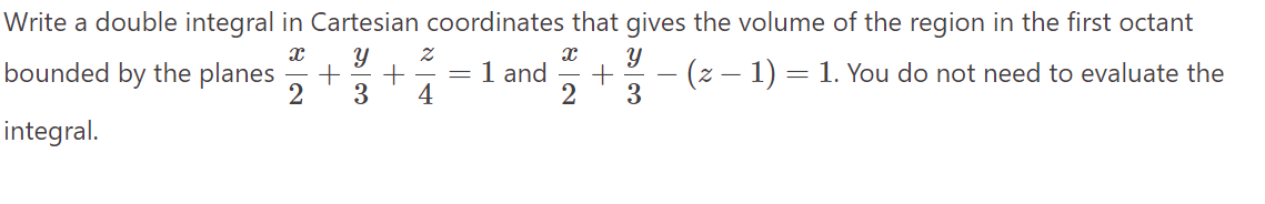 Write a double integral in Cartesian coordinates that | Chegg.com