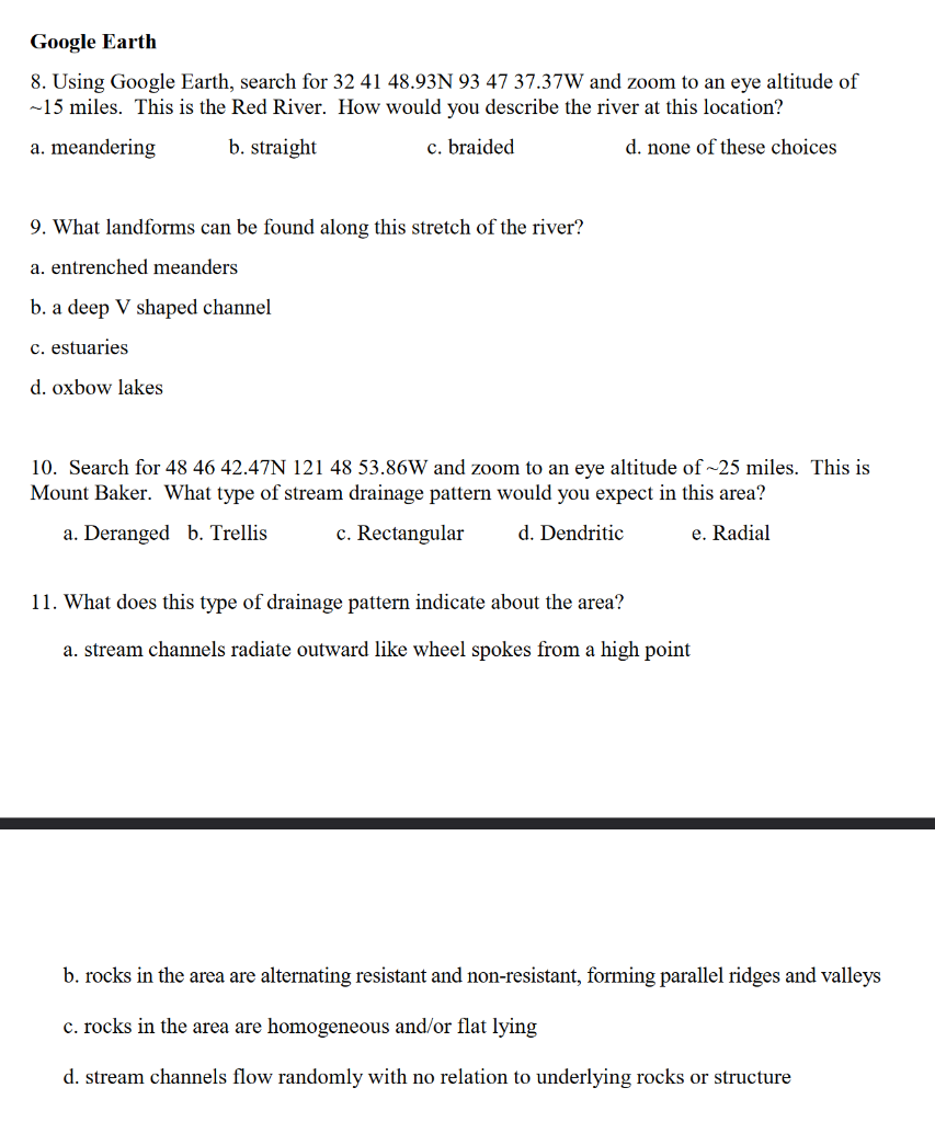 Google Earth 8. Using Google Earth, search for | Chegg.com