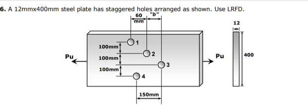 Solved A 12mmx400mm steel plate has staggered holes arranged | Chegg.com