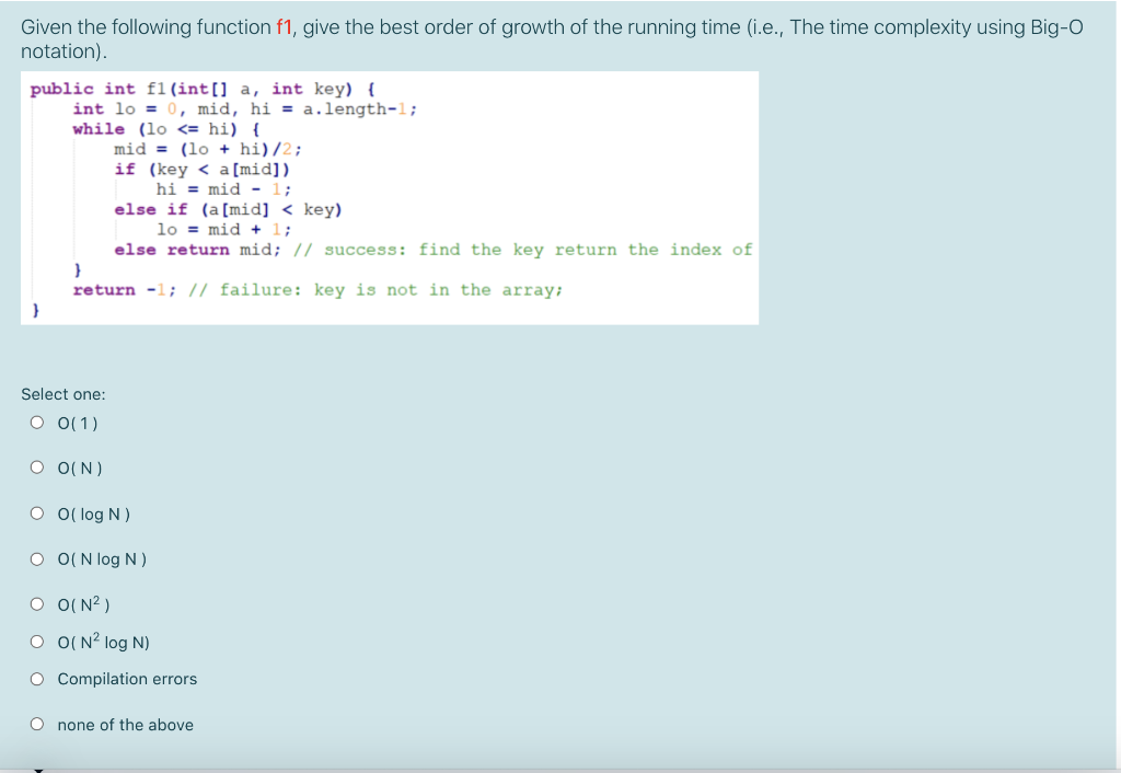 Solved Given the following function f1, give the best order | Chegg.com