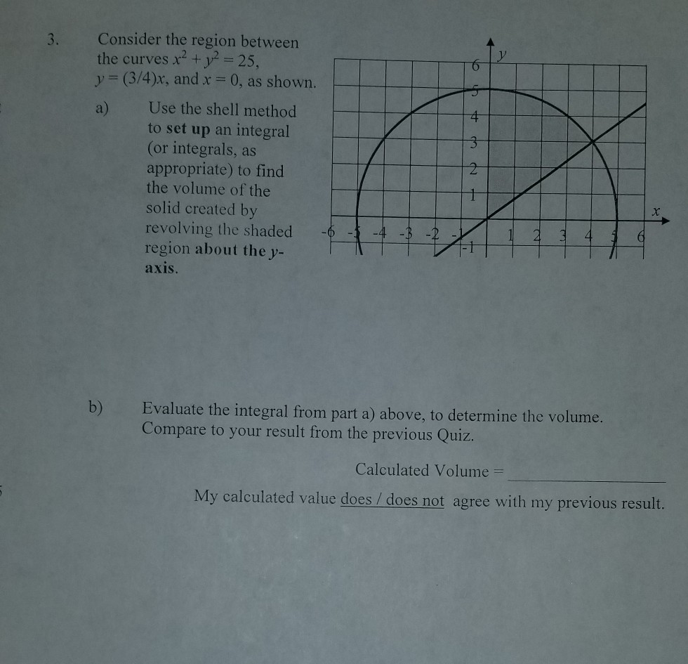 Solved Consider the region between the curves x +y 25, y= | Chegg.com