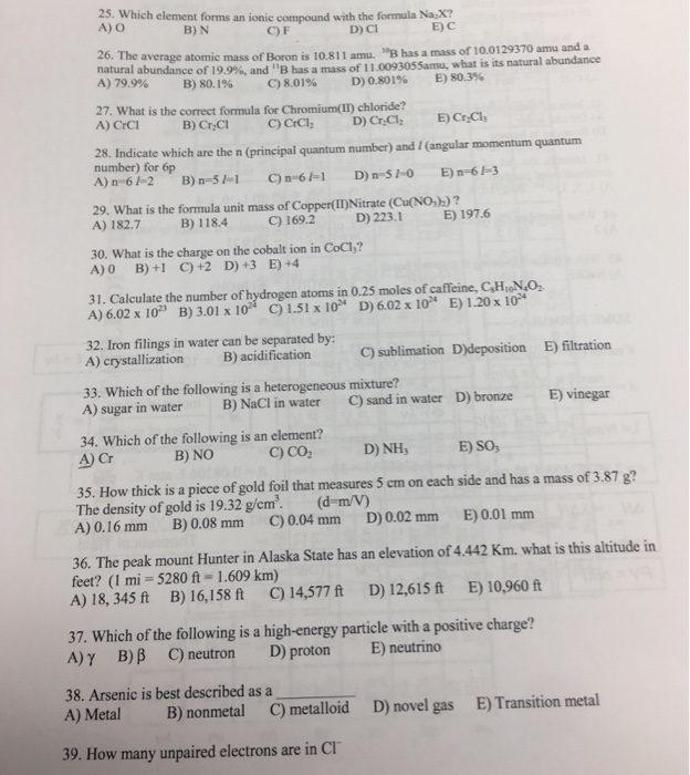 Solved 25. Which element forms an ionic compound with the | Chegg.com