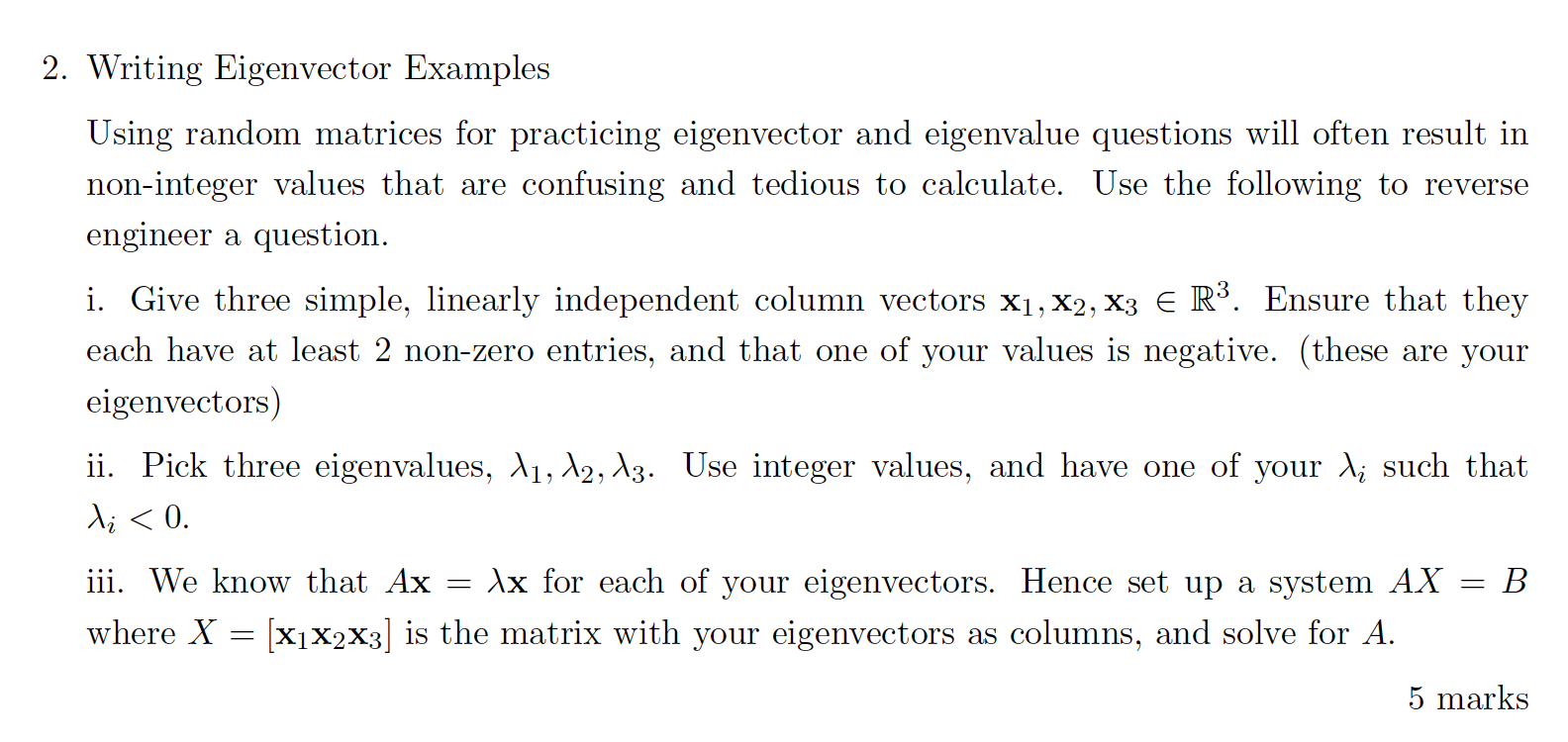 Solved 2. Writing Eigenvector Examples Using random matrices | Chegg.com