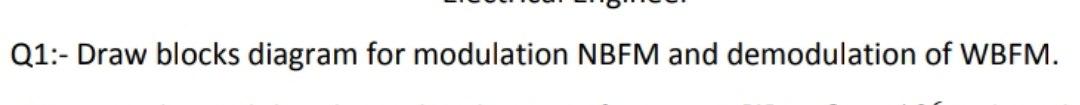 Solved Q1:- Draw blocks diagram for modulation NBFM and | Chegg.com