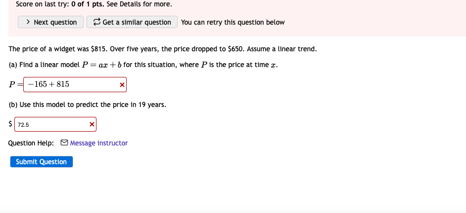 Solved The price of a widget was $815. Over five years, the | Chegg.com