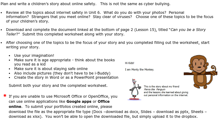 Pan and write a children's story about online safety. | Chegg.com