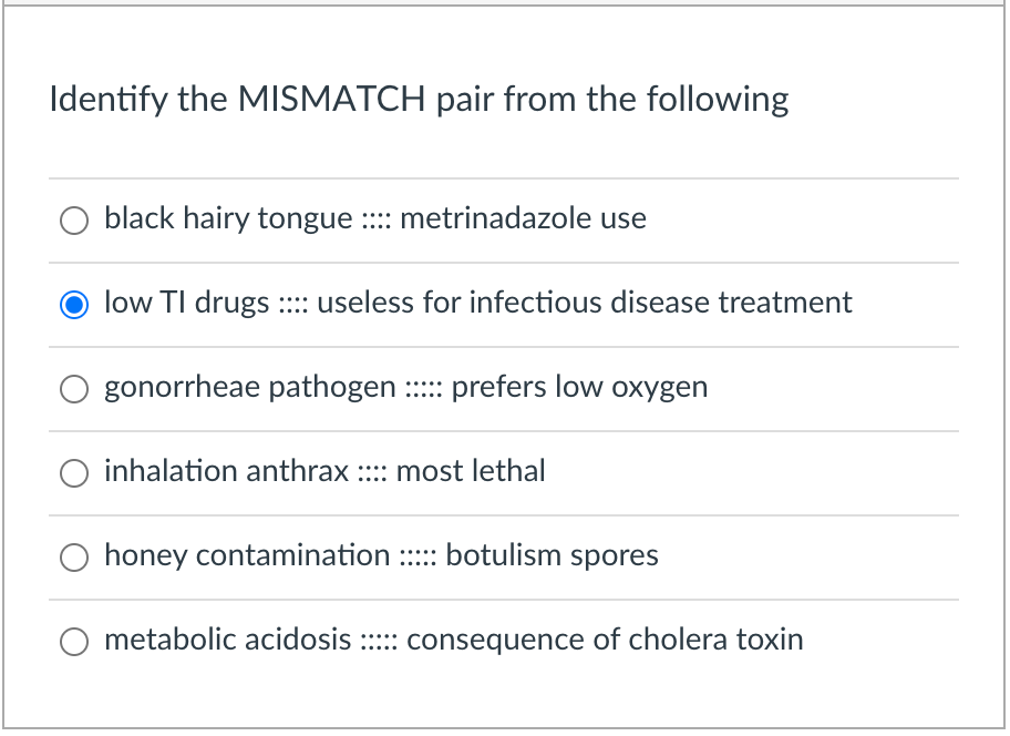 Solved Identify the MISMATCH pair from the following black | Chegg.com