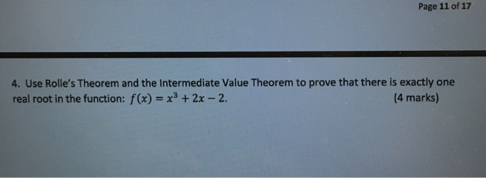 Solved Use Rolle's Theorem and the Intermediate Value | Chegg.com