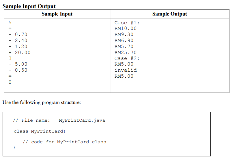 Solved Problem Description A class called MyPrintCard which | Chegg.com