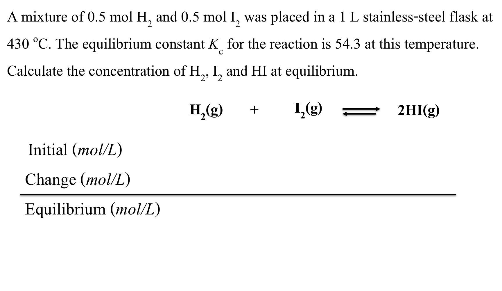 Solved A mixture of 0.5 mol H₂ and 0.5 mol I, was placed in | Chegg.com