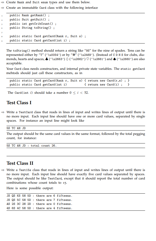 Solved In Java Last time the code : Card c = | Chegg.com