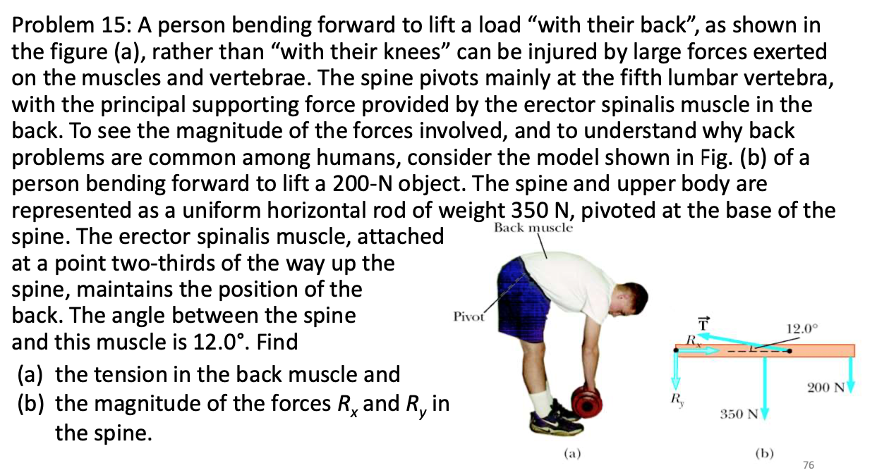 Solved Problem 15: A person bending forward to lift a load | Chegg.com
