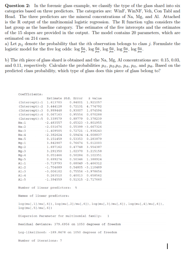 Question 2: In the forensic glass example, we | Chegg.com