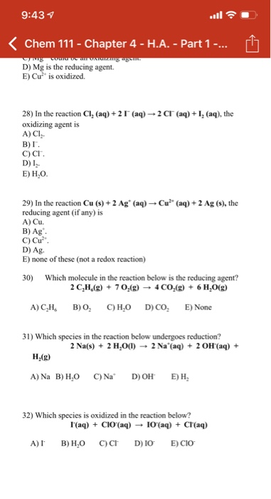 Solved 9:43 ขึ uil KChem 111 - Chapter 4 - H.A. - Part 1 -.. | Chegg.com
