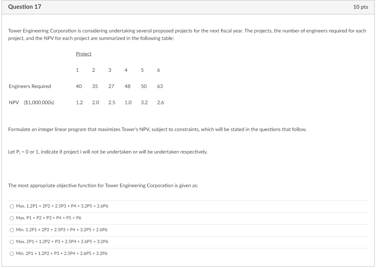 Solved Tower Engineering Corporation is considering | Chegg.com