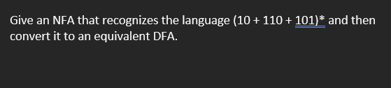 Solved Give an NFA that recognizes the language | Chegg.com