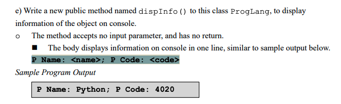 Solved public class ProgLang { // represent Programming | Chegg.com
