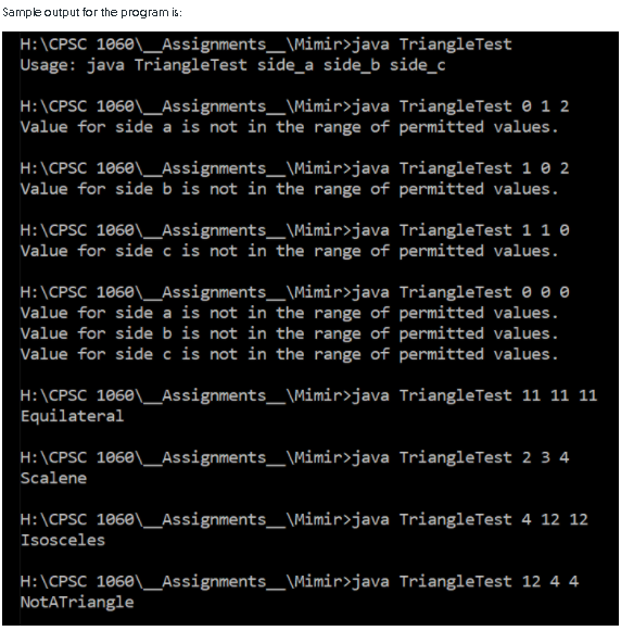Solved DESCRIPTION Your task is to implement the Triangle | Chegg.com