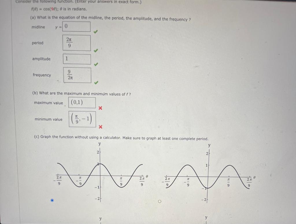 Solved Consider the following function. (Enter your answers | Chegg.com
