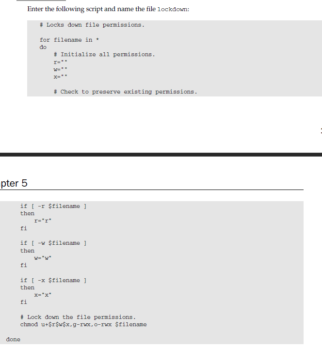 Solved Shell script question Make the lockdown script an | Chegg.com