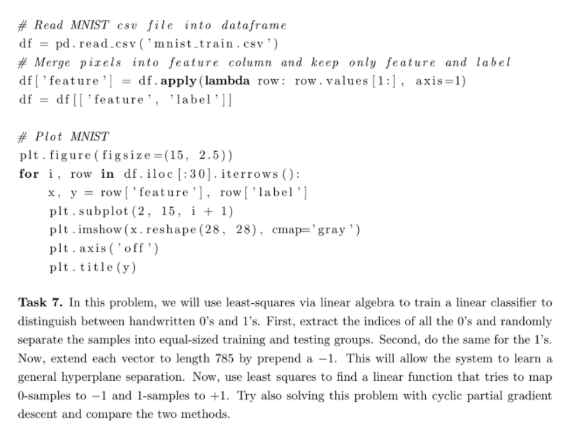 3 Training a Linear Classifier A linear classifier is | Chegg.com