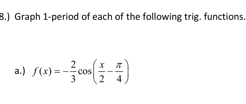 Graph 1-period of each of the following trig. | Chegg.com
