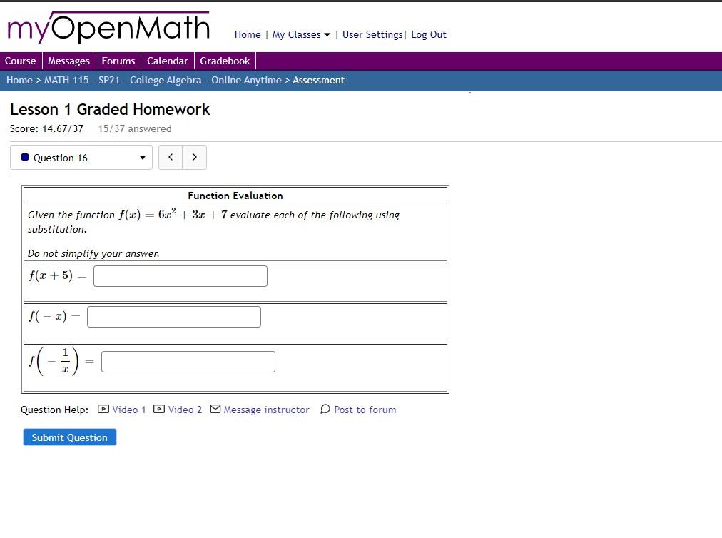 Solved myOpenMath Home | My Classes User Settings Log Out | Chegg.com