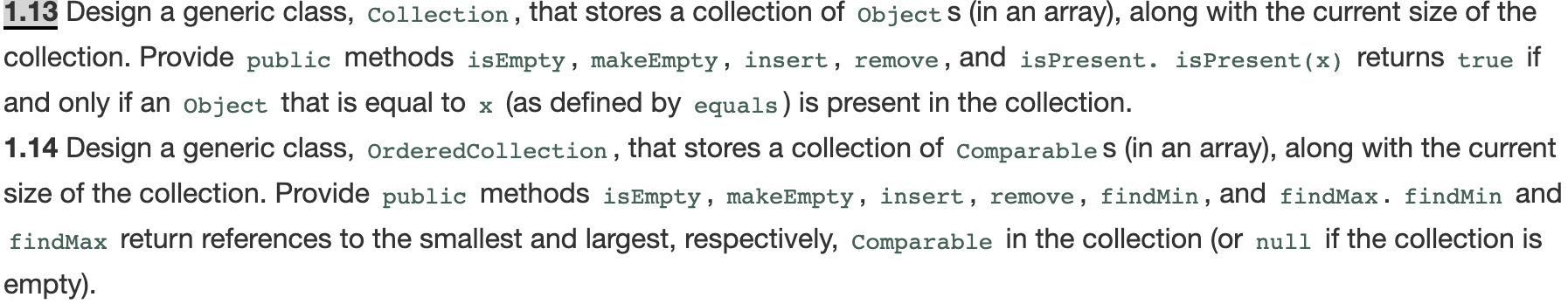 3 1.13 Design a generic class, Collection, that | Chegg.com