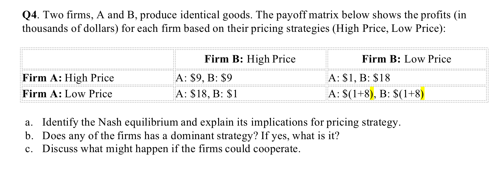Q4. ﻿Two firms, A and B, ﻿produce identical goods. | Chegg.com