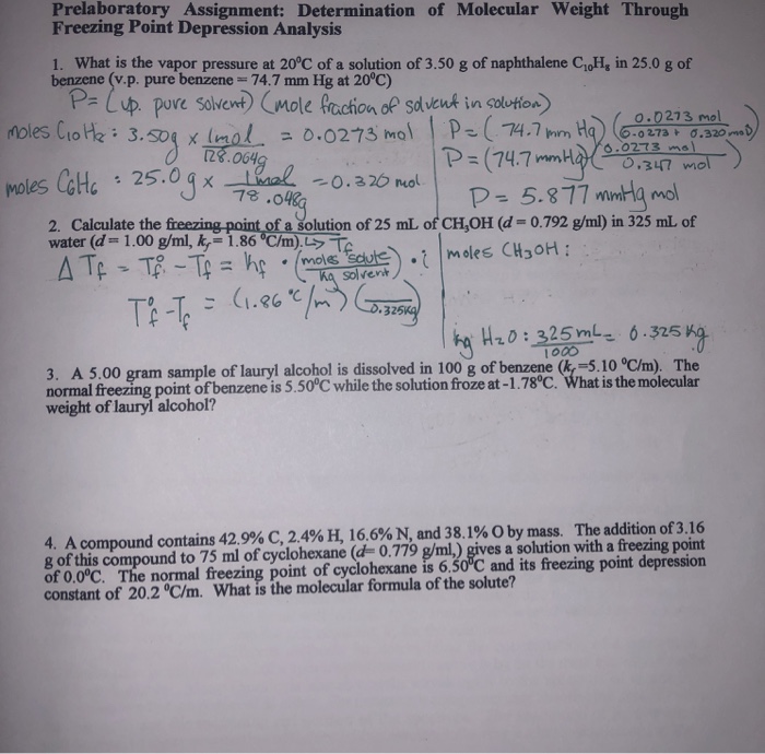 Solved Prelaboratory Assignment: Determination of Molecular | Chegg.com
