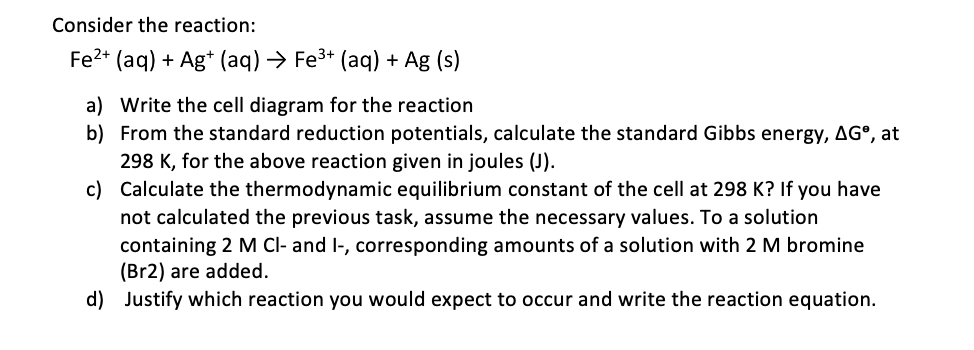 Solved Consider the reaction: | Chegg.com