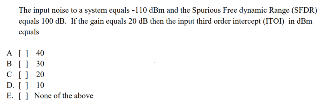 Solved The input noise to a system equals -110dBm ﻿and the | Chegg.com