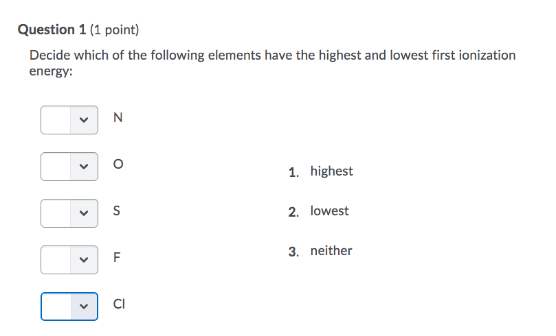Solved Question 1 (1 point) Decide which of the following | Chegg.com
