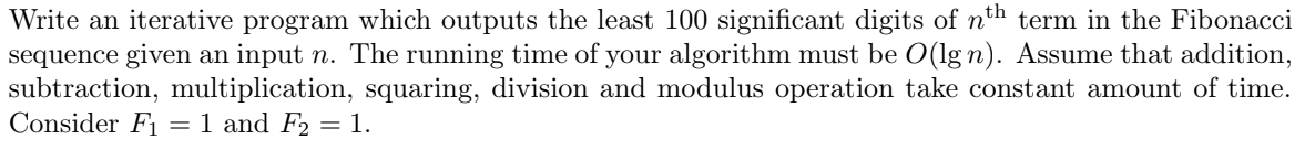 Write An Iterative Program Which Outputs The Least 