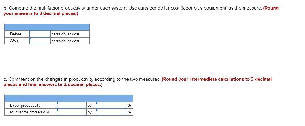 Solved b. Compute the multifactor productivity under each | Chegg.com