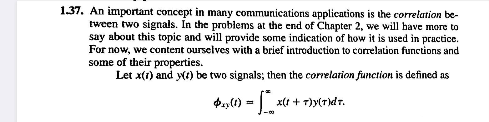 Solved 1.37. An important concept in many communications | Chegg.com