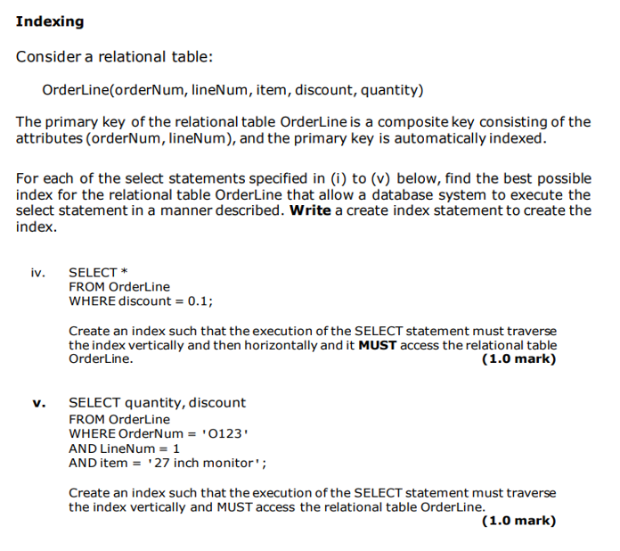 Solved Indexing Consider a relational table: | Chegg.com