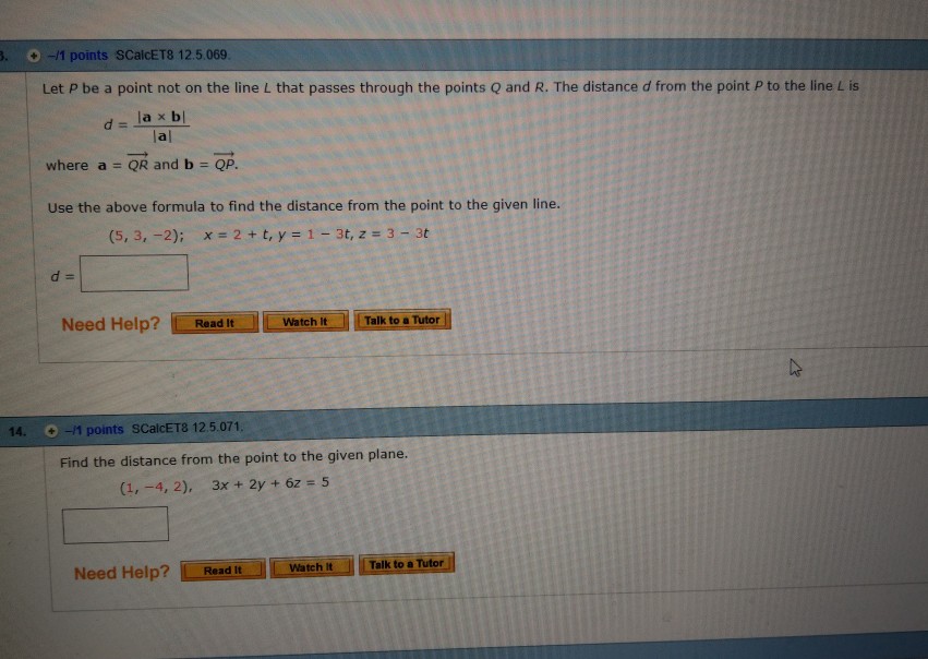 Solved · 0-11 points SCalcET8 12.5.069 Let P be a point not | Chegg.com Solved · 0-11 points SCalcET8 12.5.069 Let P be a point not | Chegg.com