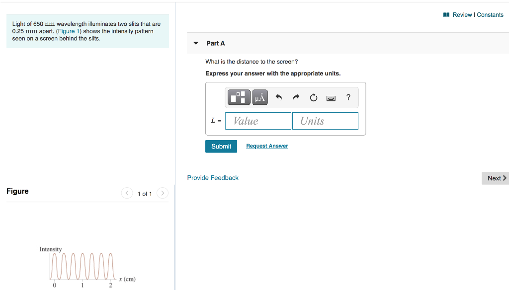 Solved u Review | Constants Light of 650 nin wavelength | Chegg.com