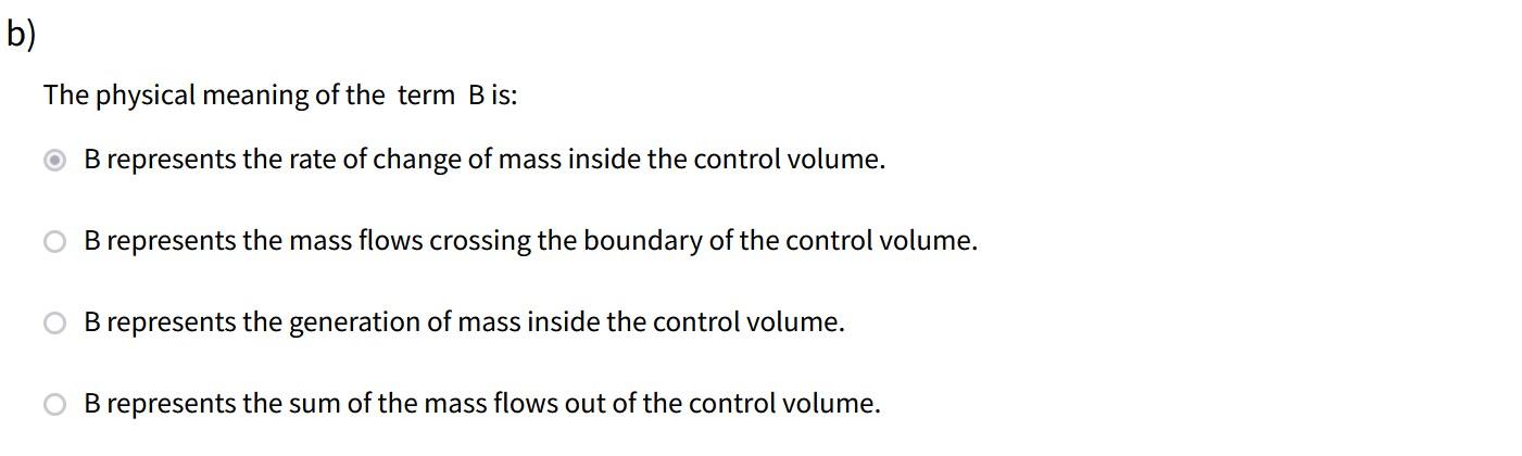 Solved The conservation of mass equation for a control | Chegg.com