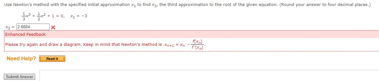 Solved Use Newton's method with the specified initial | Chegg.com
