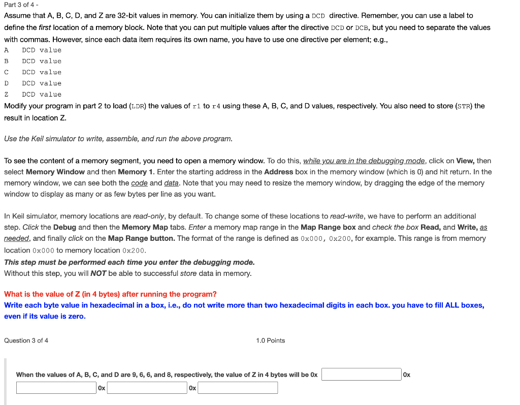 Part 3 of 4 - Assume that A, B, C, D, and Z are | Chegg.com