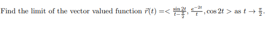 Find the limit of the vector valued function | Chegg.com
