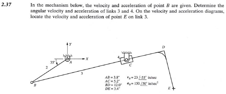 Solved in the mechanism below the velocity and acceleration | Chegg.com