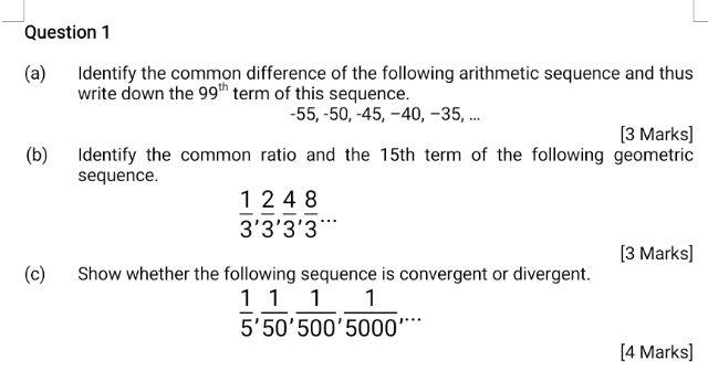 Solved Question 1 (a) Identify the common difference of the | Chegg.com