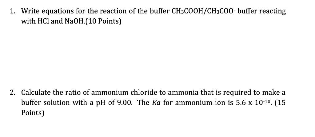 Solved Write equations for the reaction of the buffer | Chegg.com