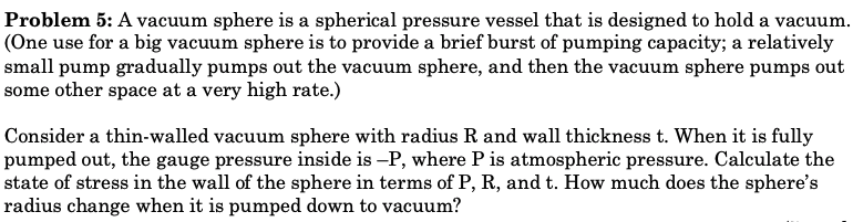 Solved Problem 5: A vacuum sphere is a spherical pressure | Chegg.com