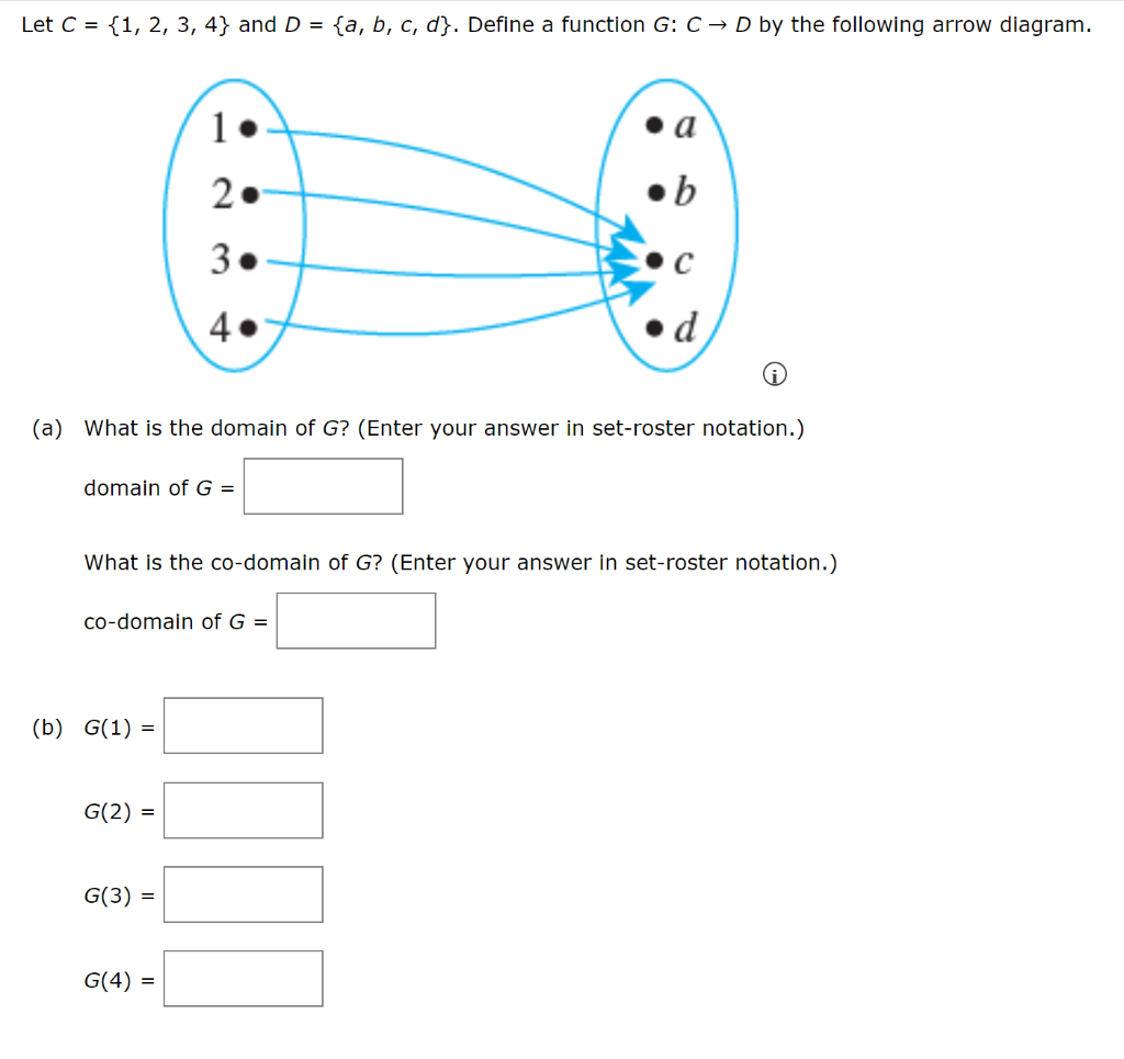 Solved Let C={1,2,3,4} and D={a,b,c,d}. Define a function | Chegg.com
