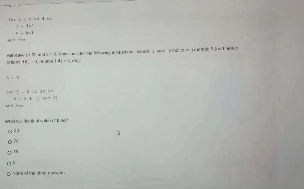 Solved The notation j←1 indicates that a variable j is given | Chegg.com