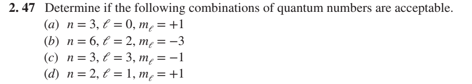 Solved 2 2. 47 Determine if the following combinations of | Chegg.com